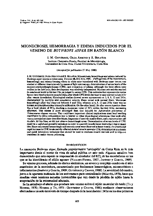 (PDF) Mionecrosis, hemorragia y edema inducidos por el veneno de ...