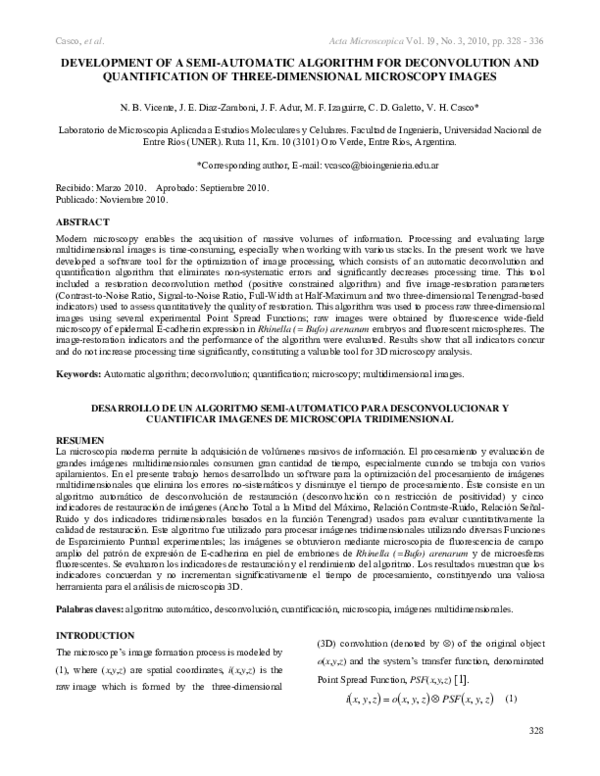 Pdf Development Of A Semi Automatic Algorithm For Deconvolution And