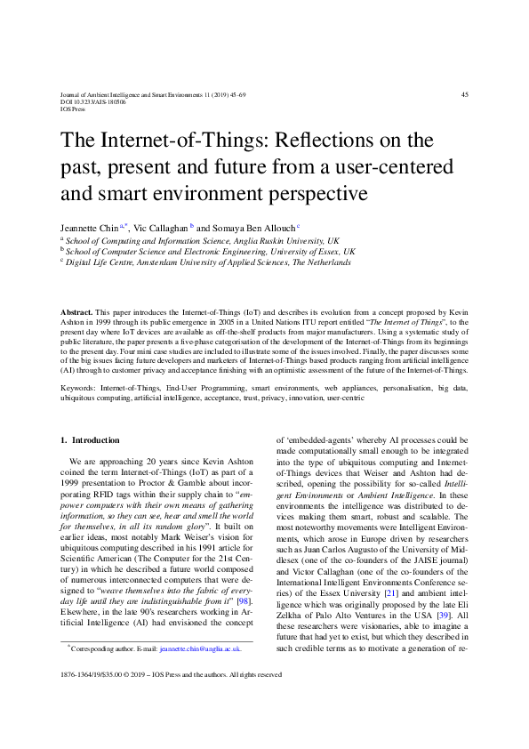 (PDF) The Internet-of-Things: Reflections on the past, present and ...