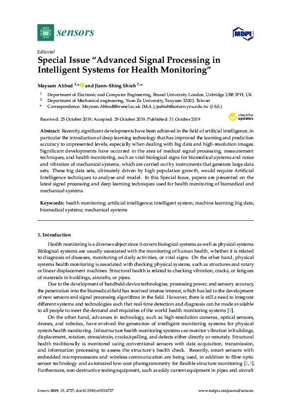 (PDF) AI Signal Processing in Health Monitoring (PDF) AI Signal Processing in Health Monitoring