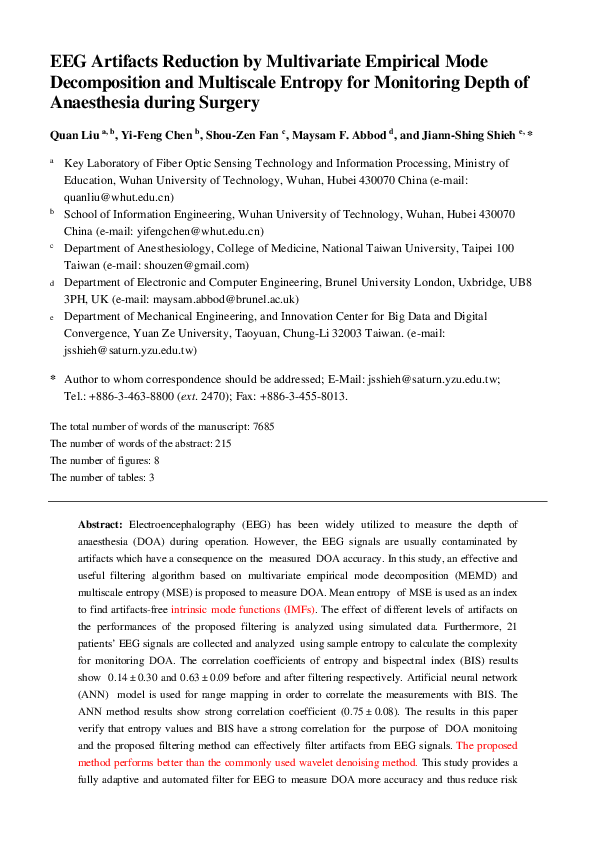 (PDF) EEG artifacts reduction by multivariate empirical mode decomposition and multiscale ...