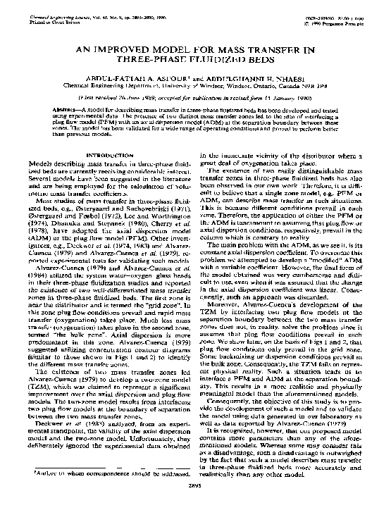 Pdf An Improved Model For Mass Transfer In Three Phase Fluidized Beds