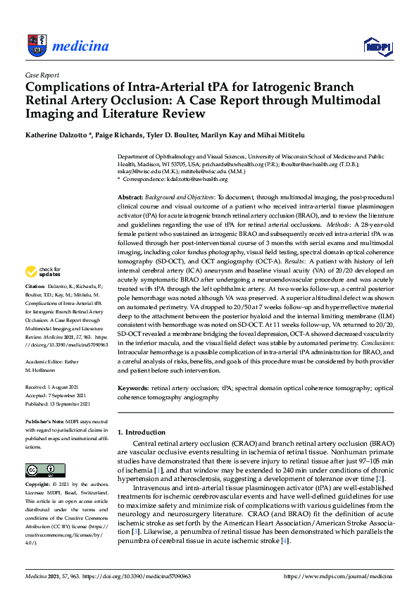(PDF) Complications of Intra-Arterial tPA for Iatrogenic Branch Retinal ...