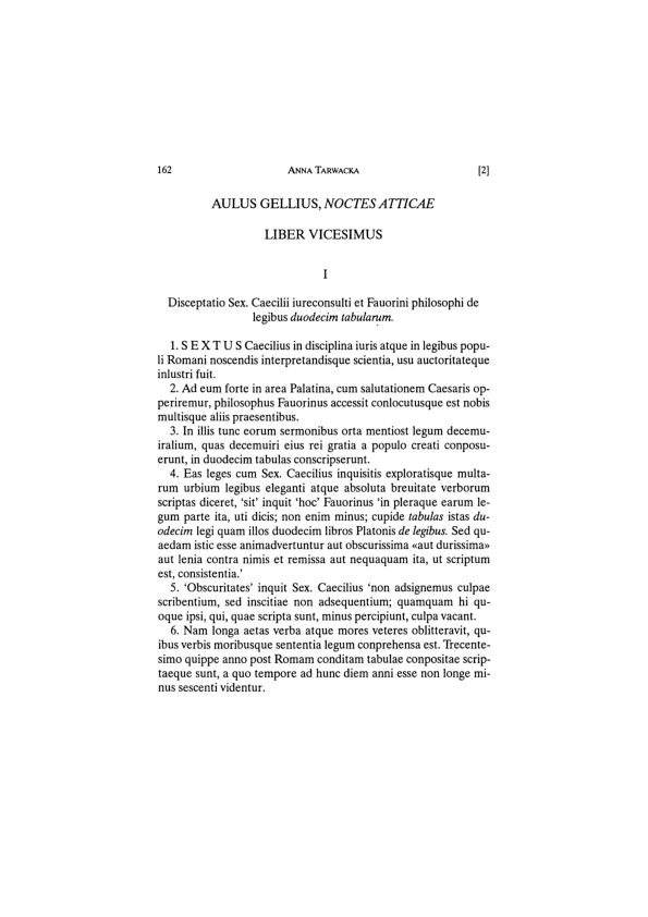(PDF) AULUS GELLIUS, NOCE ATTYCKIE Księga XX, Rozdział I