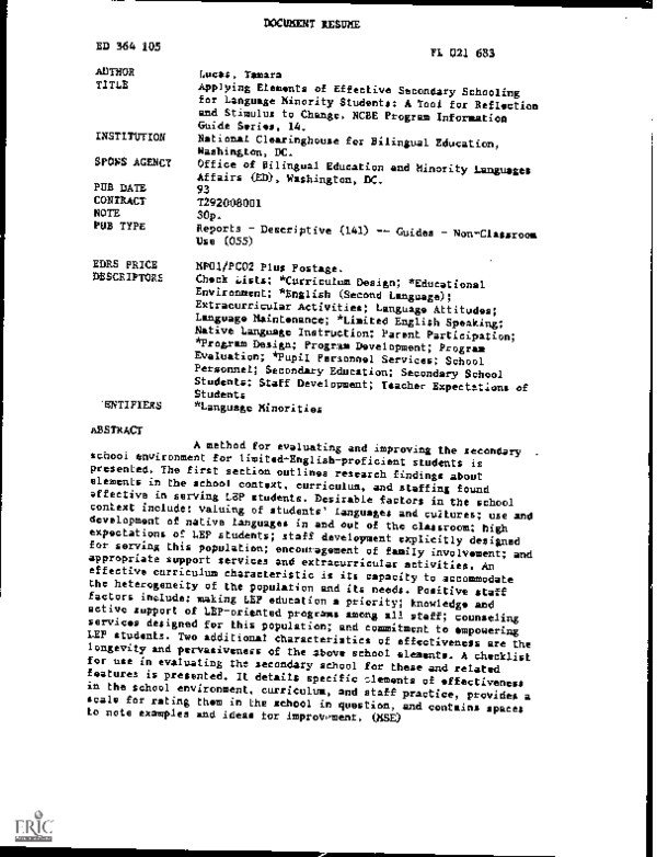 (PDF) Applying Elements of Effective Secondary Schooling for Language ...