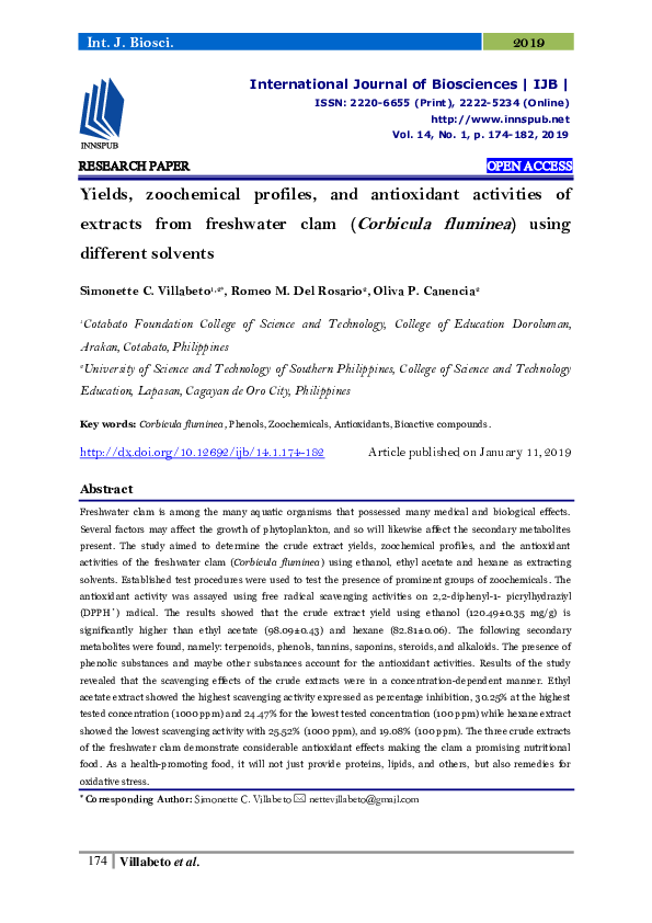 (PDF) Yields, zoochemical profiles, and antioxidant activities of ...