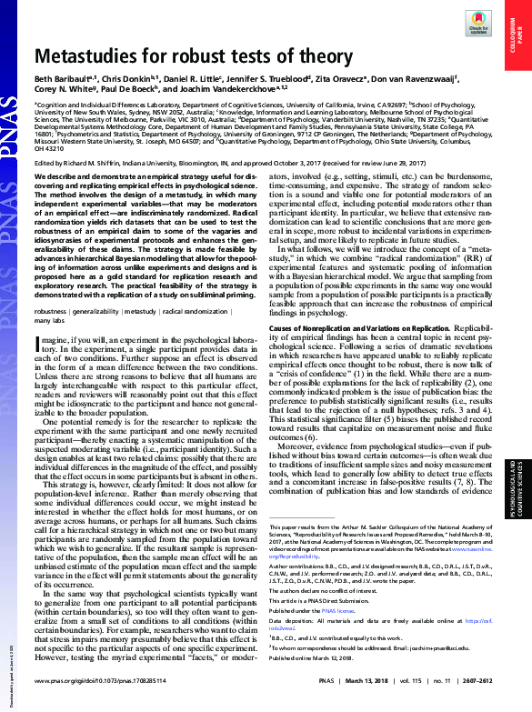 (PDF) Metastudies for robust tests of theory