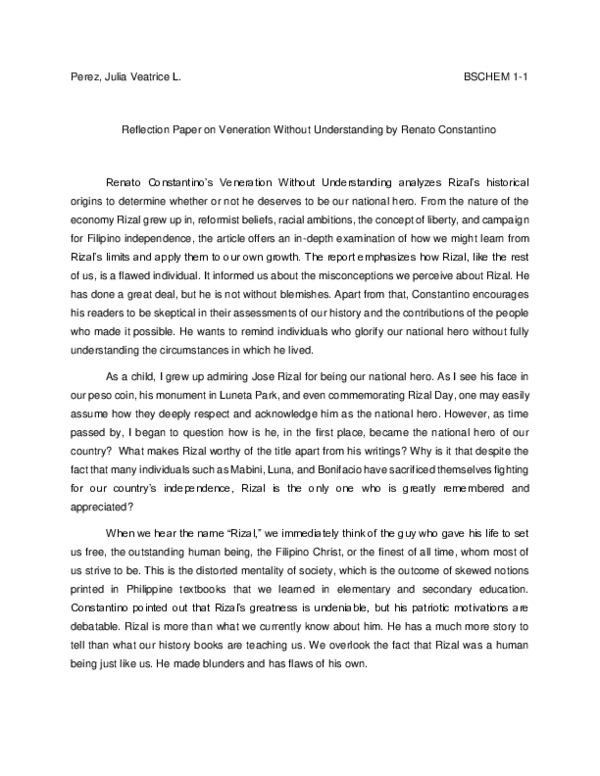 (PDF) Reflection Paper on Veneration Without Understanding by Renato ...