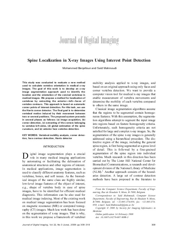 (PDF) Spine Localization in X-ray Images Using Interest Point Detection ...