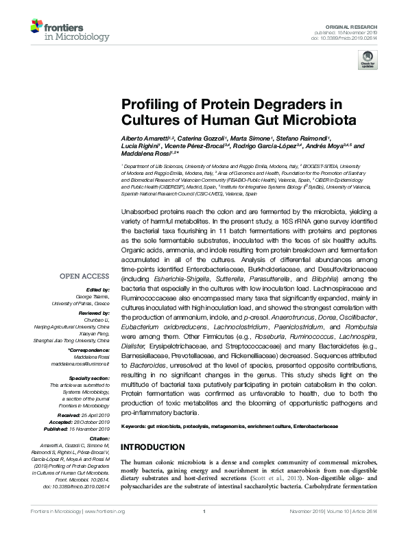 (PDF) Profiling of Protein Degraders in Cultures of Human Gut Microbiota