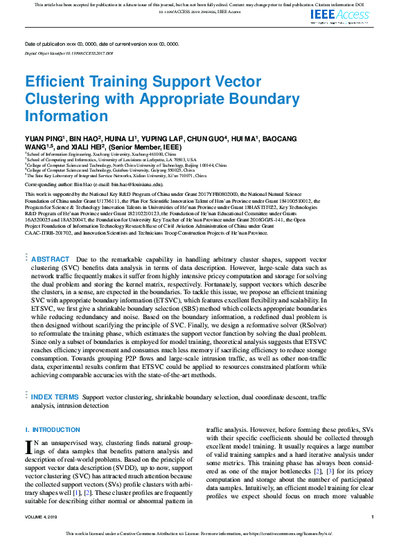 Pdf Efficient Training Support Vector Clustering With Appropriate Boundary Information