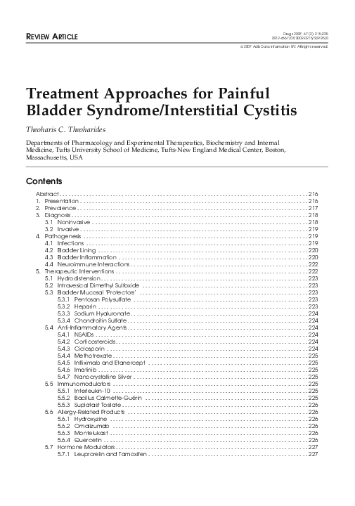 (PDF) Treatment Approaches for Painful Bladder Syndrome/Interstitial ...