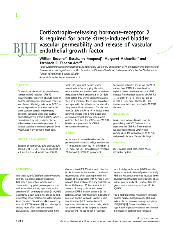 (PDF) Corticotropin-releasing hormone-receptor 2 is required for acute stress-induced bladder ...