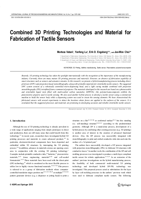 (PDF) Combined 3D printing technologies and material for fabrication of ...