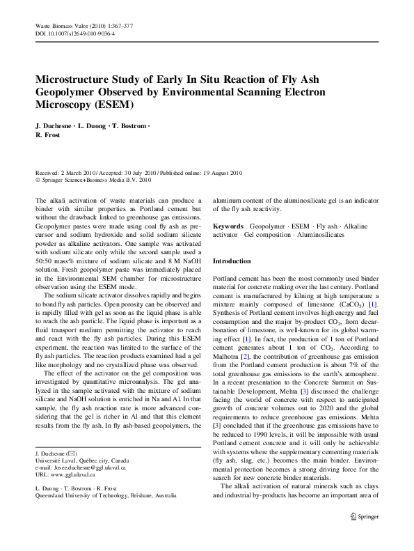 (PDF) Microstructure Study of Early In Situ Reaction of Fly Ash ...