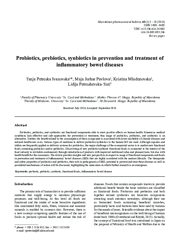 (PDF) Probiotics, prebiotics, synbiotics in prevention and treatment of ...