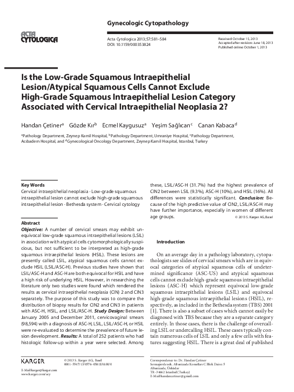 (PDF) Cervical high‐grade squamous intraepithelial lesion on ...