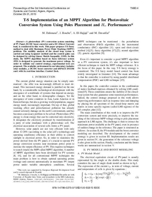 Pdf T S Implementation Of A Mppt Algorithm For Photovoltaic