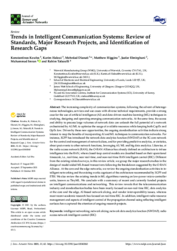 (PDF) Trends in Intelligent Communication Systems: Review of Standards ...
