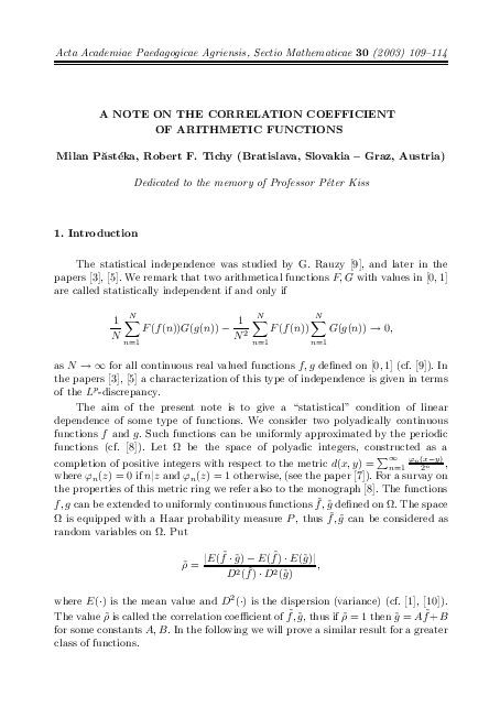 (PDF) A Note on the Correlation Coefficient of Arithmetic Functions ...