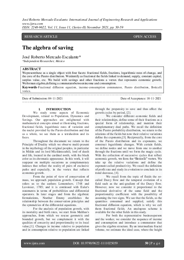 (PDF) The algebra of saving