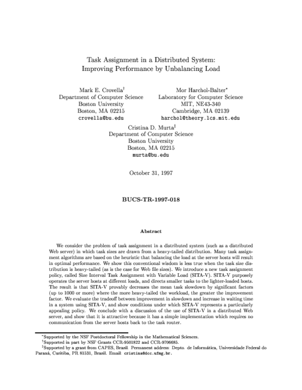 (PDF) Task assignment in a distributed system (extended abstract)