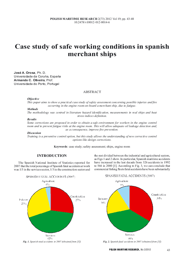 (PDF) Case study of safe working conditions in spanish merchant ships
