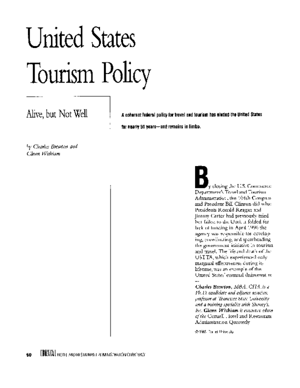 (PDF) United States tourism policy
