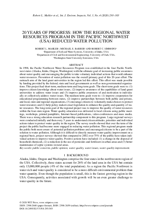 (PDF) 20 Years of Progress: How the Regional Water Resources Program in ...