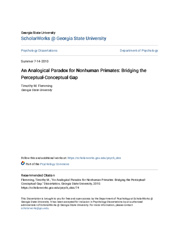 (PDF) An Analogical Paradox for Nonhuman Primates: Bridging the ...