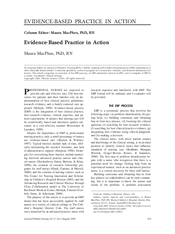 (PDF) Evidence-based practice in action