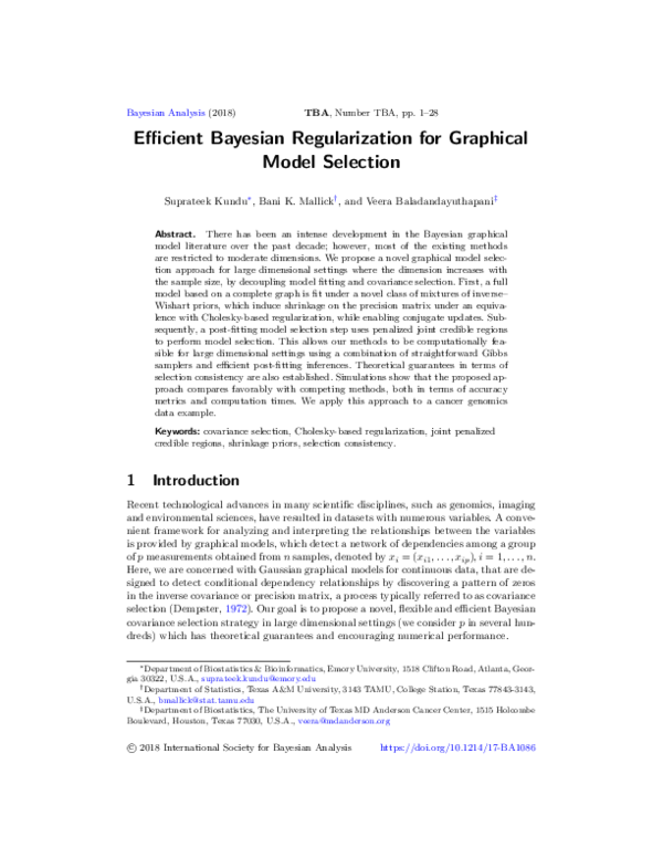 (PDF) Efficient Bayesian Regularization for Graphical Model Selection