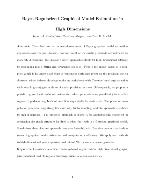 (PDF) Bayes Regularized Graphical Model Estimation in High Dimensions