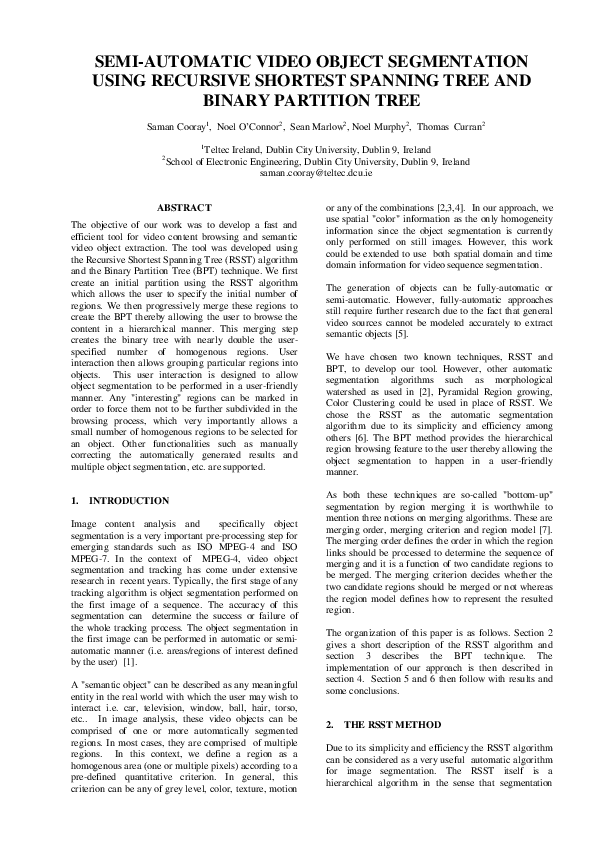 (PDF) Semiautomatic video object segmentation using vsnakes