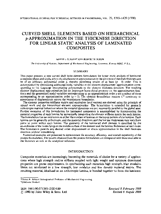 (PDF) Curved shell elements based on hierarchicalp-approximation in the thickness direction for ...