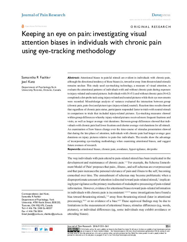 (PDF) Keeping an eye on pain: investigating visual attention biases in ...