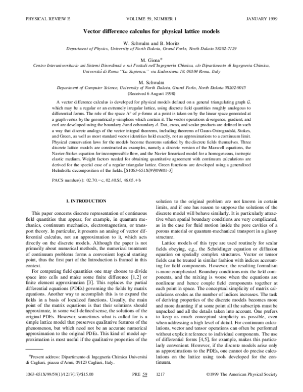 (PDF) Vector difference calculus for physical lattice models