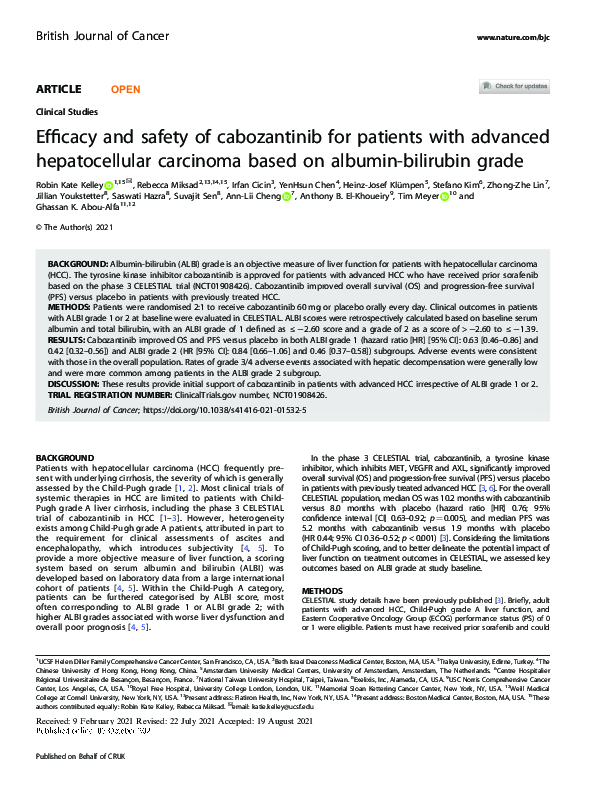 (PDF) Efficacy and safety of cabozantinib for patients with advanced hepatocellular carcinoma ...