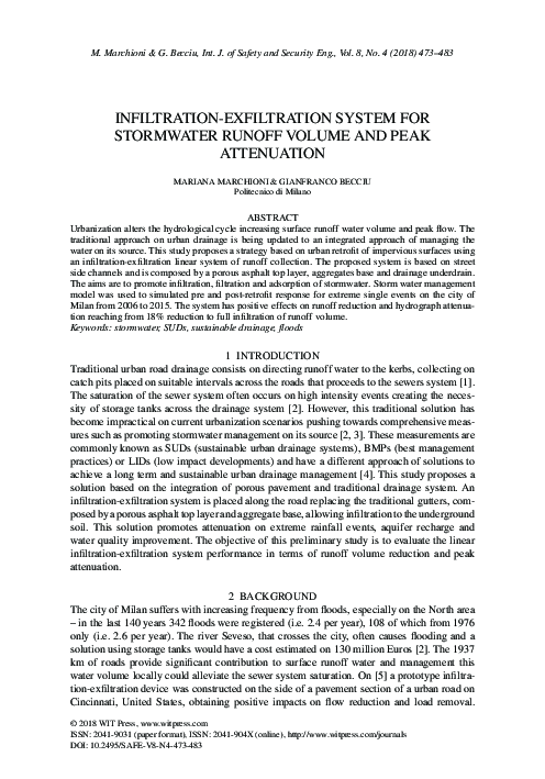 (PDF) Infiltration-exfiltration system for stormwater runoff volume and ...