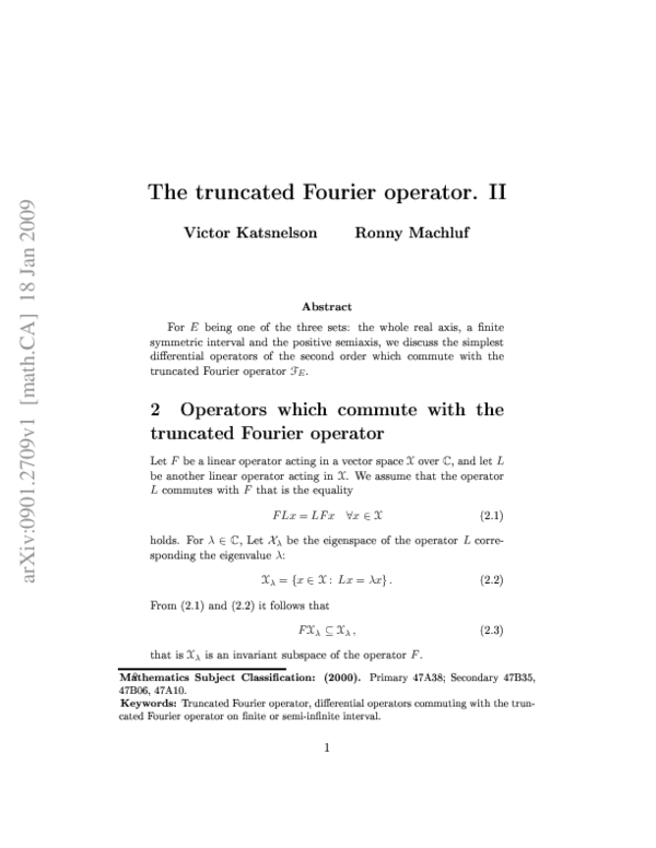 Pdf The Truncated Fourier Operator Ii