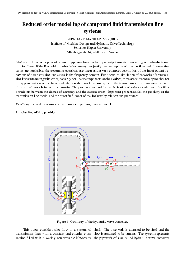 (PDF) Reduced order modelling of compound fluid transmission line systems