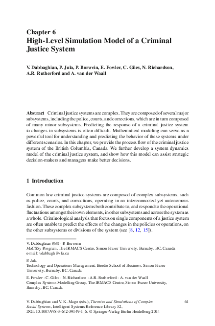 (PDF) High-Level Simulation Model of a Criminal Justice System