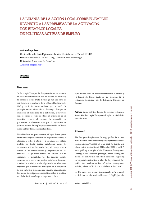 (PDF) The distance between local action on employment and the ...