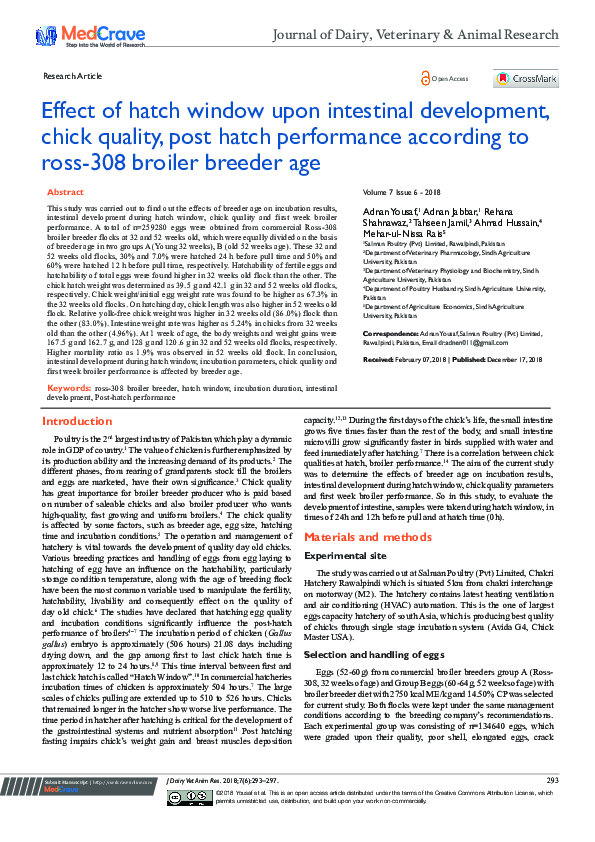 (PDF) Effect of hatch window upon intestinal development, chick quality ...