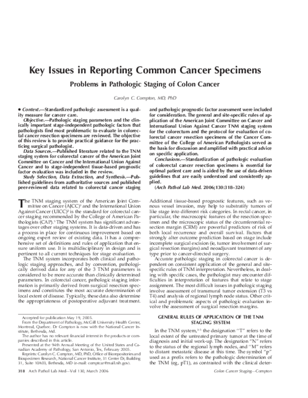 (PDF) Key issues in reporting common cancer specimen findings using the ...