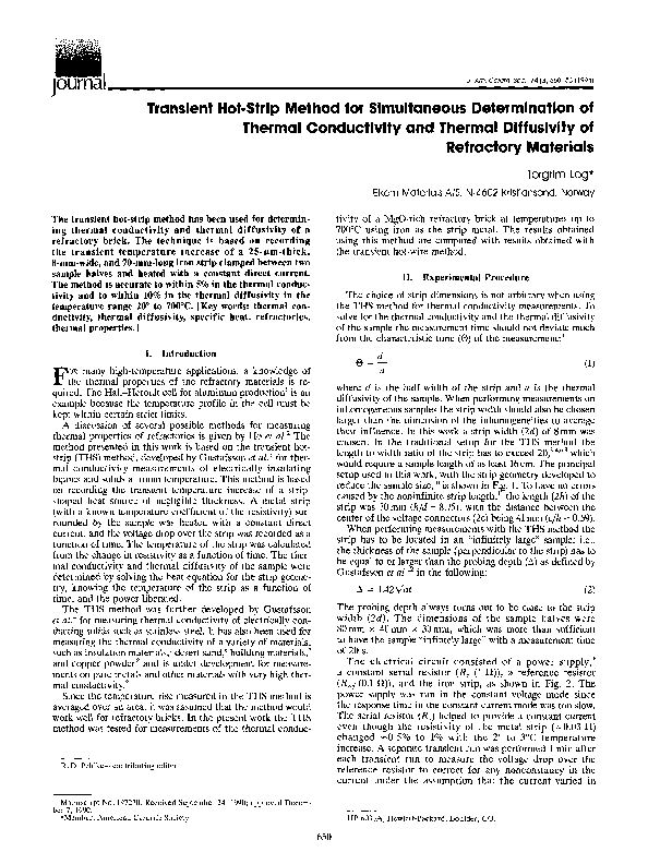 (PDF) Transient Hot-Strip Method for Simultaneous Determination of ...