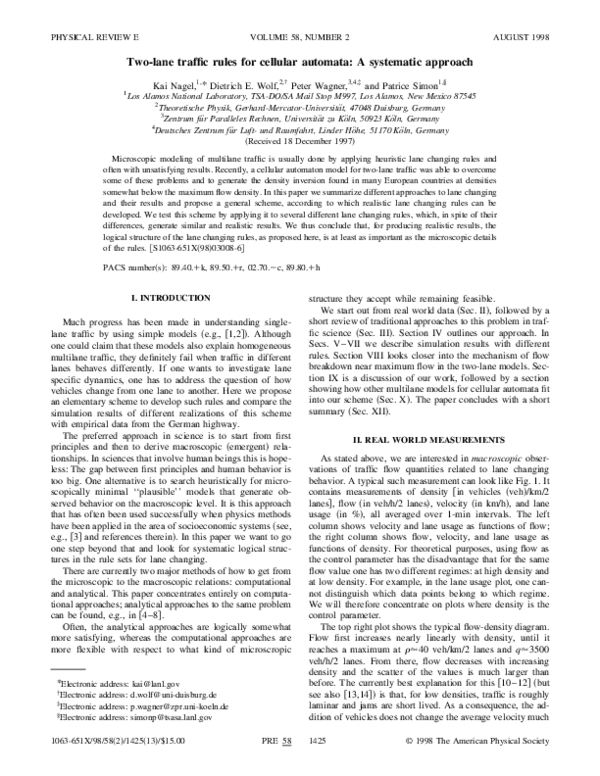 (PDF) Lane-changing rules in two-lane traffic simulation using cellular automata Part. II: A ...
