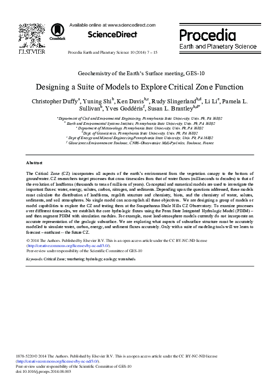 (PDF) Designing a Suite of Models to Explore Critical Zone Function
