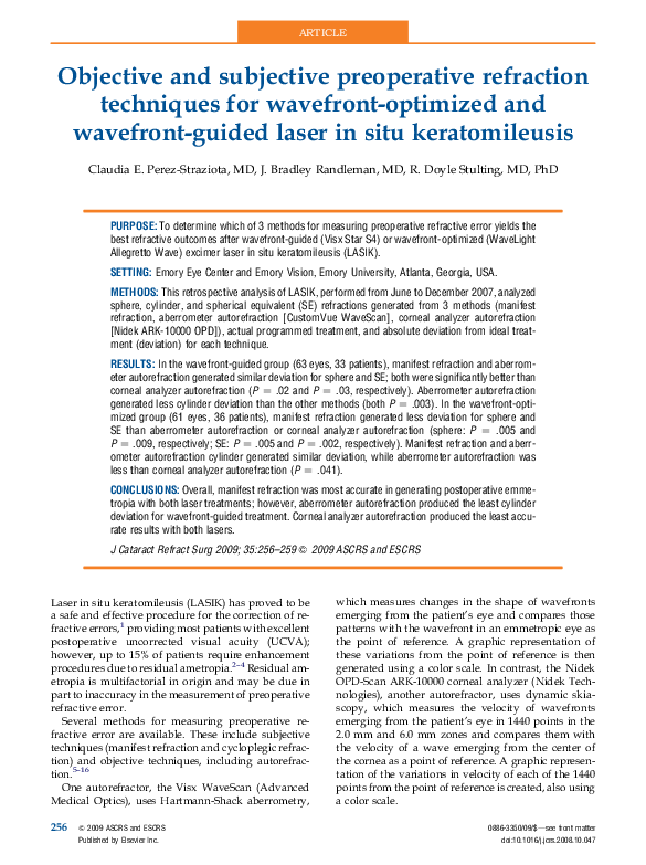 (PDF) Objective and subjective preoperative refraction techniques for ...