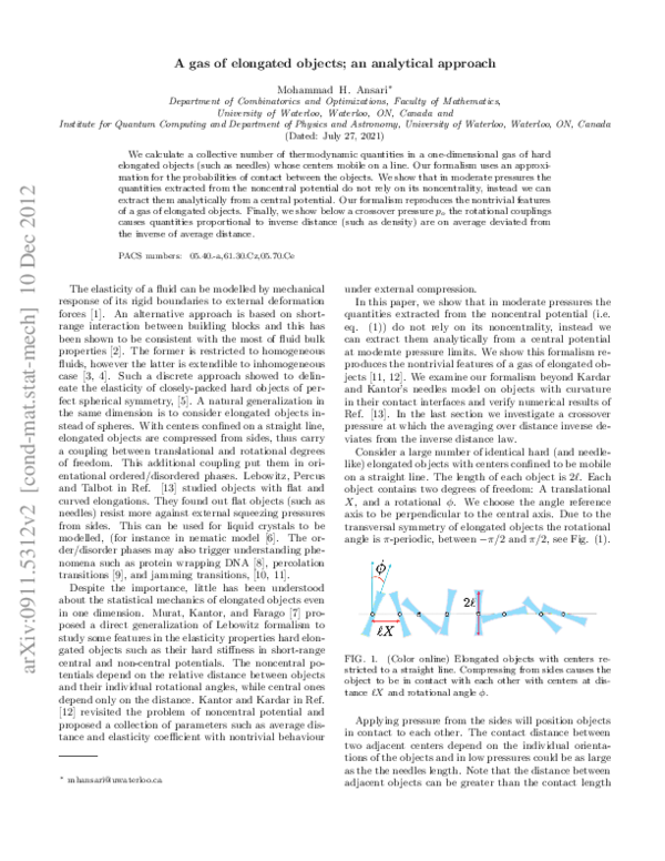 (PDF) A new solution to the statistics of hard elongated objects